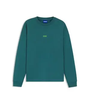 Hugo Cotton Sweatshirt With Zipper Neck - Turquoise