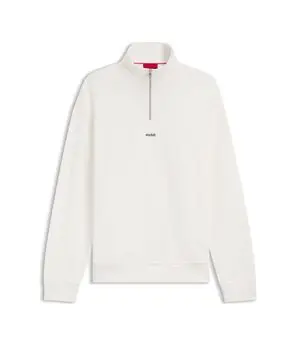 Hugo Cotton Sweatshirt With Zipper Neck - White