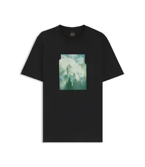 BOSS Printed-artwork T-shirt In Cotton Jersey - Black