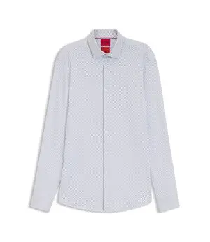 Hugo Printed Slim-fit Shirt In Stretch Jersey - White