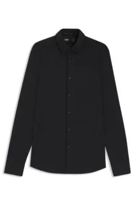 BOSS Slim-fit Shirt In A Performance-stretch Cotton Blend - Black