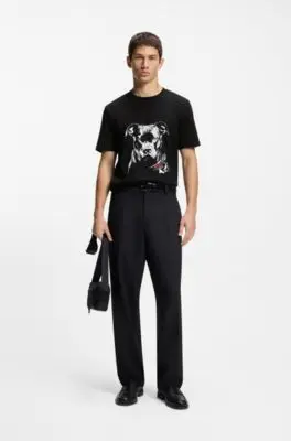 Hugo Dog-artwork T-shirt In Cotton Jersey