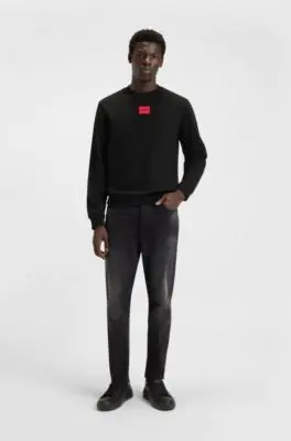 Hugo Cotton-terry Sweatshirt With Logo Label - Black