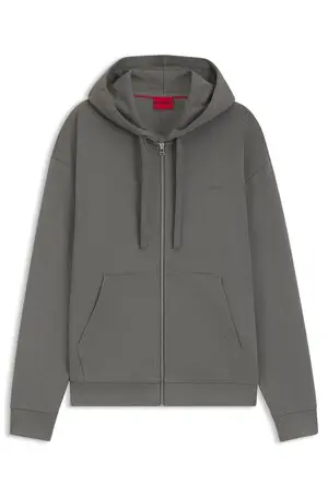Hugo Logo Cotton Terry Hoodie - Dark Grey