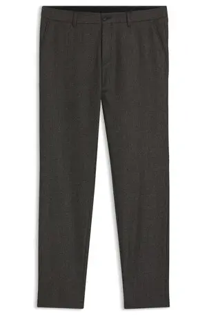 BOSS Slim-fit Virgin Wool Trousers - Dark Brown