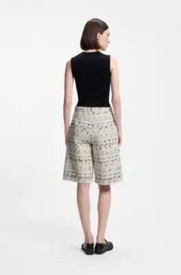 BOSS Cropped Relaxed-fit Striped Trousers
