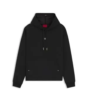 Hugo Relaxed Fit Hoodie With Stacked Logo - Black