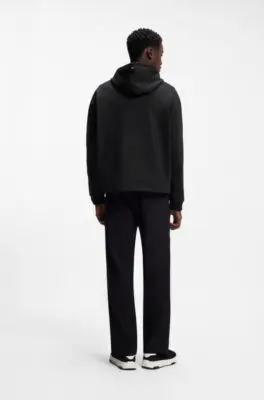 Hugo Relaxed Fit Hoodie With Stacked Logo - Black