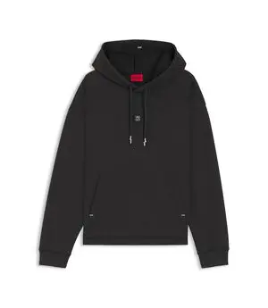 Hugo Relaxed Fit Hoodie With Stacked Logo - Grey