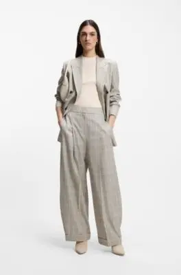 BOSS Checked Oversized-fit Trousers