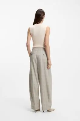 BOSS Checked Oversized-fit Trousers