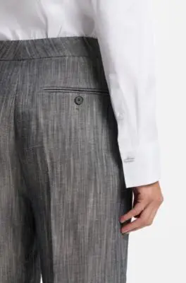 BOSS Regular-fit Trousers In Melange Denim