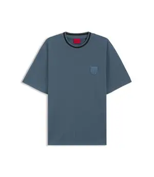 Hugo Cotton-blend T-shirt With Drop-needle Stripe - Light Blue