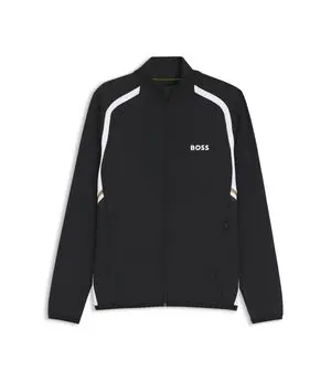 BOSS Zip-up Sweatshirt In Temperature-regulating Stretch Gabardine - Black