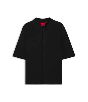 Hugo Regular-fit Shirt With Ribbed Structure - Black