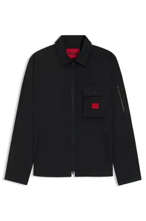 Hugo Cotton-blend Overshirt With Red Logo Label