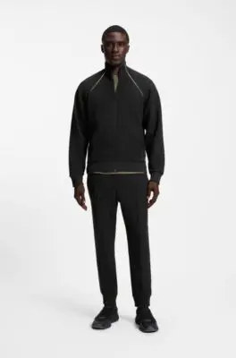 BOSS Contrast-piping Cotton-blend Sweatshirt - Black