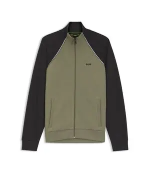 BOSS Contrast-piping Cotton-blend Sweatshirt - Khaki
