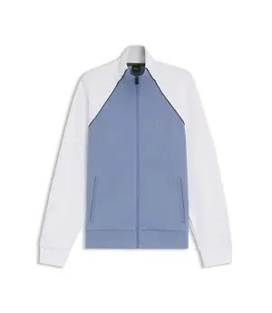 BOSS Contrast-piping Cotton-blend Sweatshirt - Light Blue
