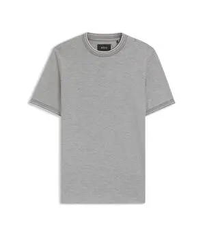 BOSS Collar-tipping T-shirt In Cotton And Silk - Silver