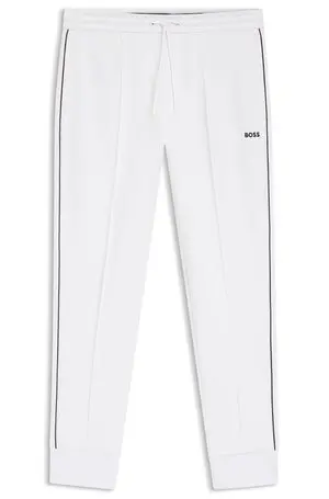 BOSS Piping-detail Tracksuit Bottoms In A Cotton Blend - White