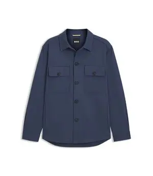 BOSS Relaxed-fit Overshirt In Stretch-cotton Twill - Light Blue