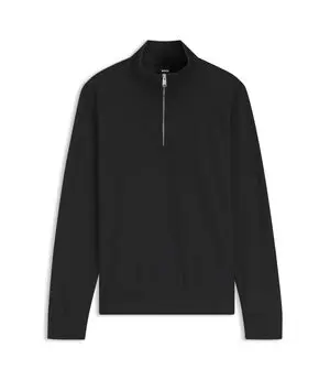 BOSS Quarter-zip Cotton Blend Sweatshirt - Black