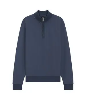 BOSS Quarter-zip Cotton Blend Sweatshirt - Light Blue
