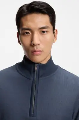 BOSS Quarter-zip Cotton Blend Sweatshirt - Light Blue