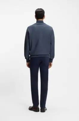 BOSS Quarter-zip Cotton Blend Sweatshirt - Light Blue