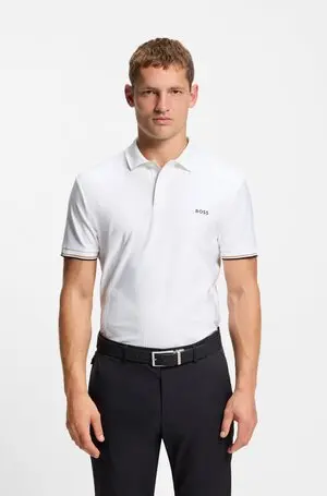 BOSS Bodymap-detail Polo Shirt With Quick-dry Performance - White