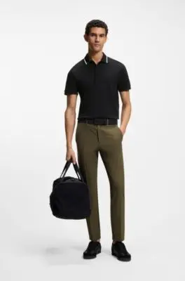 BOSS Paddy Slim-fit Polo Shirt In Interlock Cotton - Black