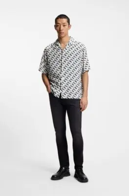 Hugo Oversized-fit Shirt With Statement Print - White