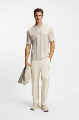 BOSS Crest-logo Tracksuit Bottoms In A Regular Fit - Light Beige