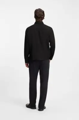 Hugo Oversized-fit Overshirt In Soft Twill - Black