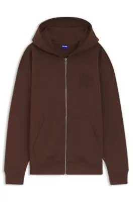 Hugo Embossed-logo Zip-up Hoodie - Brown