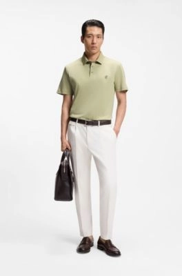 BOSS Polo Shirt In Mercerized Cotton With Double B Monogram - Khaki