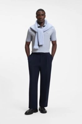 BOSS Polo Shirt In Mercerized Cotton With Double B Monogram - Light Blue