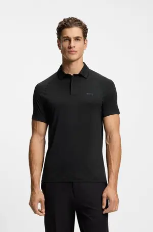 BOSS Slim-fit Polo Shirt With Temperature-regulating Performance - Black
