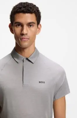 BOSS Slim-fit Polo Shirt With Temperature-regulating Performance - Light Grey