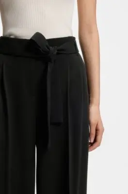 BOSS Relaxed-fit Crepe Trousers - Black
