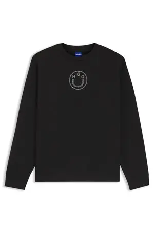 Hugo Cotton Sweatshirt With Rhinestone Logo