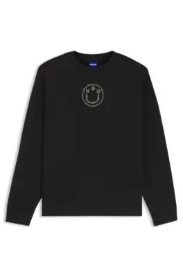 Hugo Cotton Sweatshirt With Rhinestone Logo