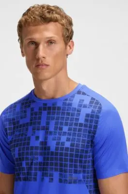 BOSS Stretch-mesh Slim-fit T-shirt With All-over Print