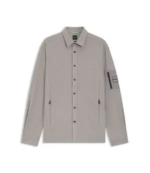 BOSS Relaxed-fit Overshirt In Waffle Fabric - Light Grey