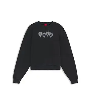 Hugo Heart-logo Cotton Terry Sweatshirt - Black