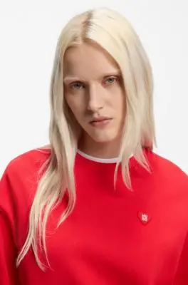 Hugo Heart-logo Cotton Terry Sweatshirt - Red