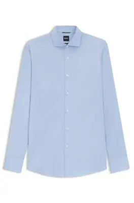 BOSS Slim-fit Shirt In Easy-iron Cotton-blend Poplin - Light Blue