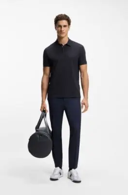 BOSS Printed Polo Shirt In Cotton Piqu - Dark Blue