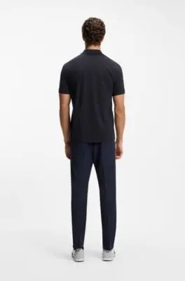 BOSS Printed Polo Shirt In Cotton Piqu - Dark Blue